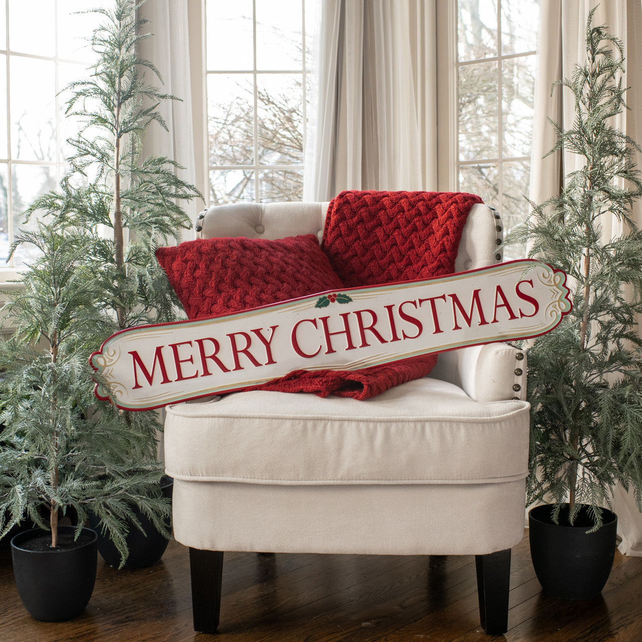 40" Red & White Merry Christmas Sign – Merry & Bright