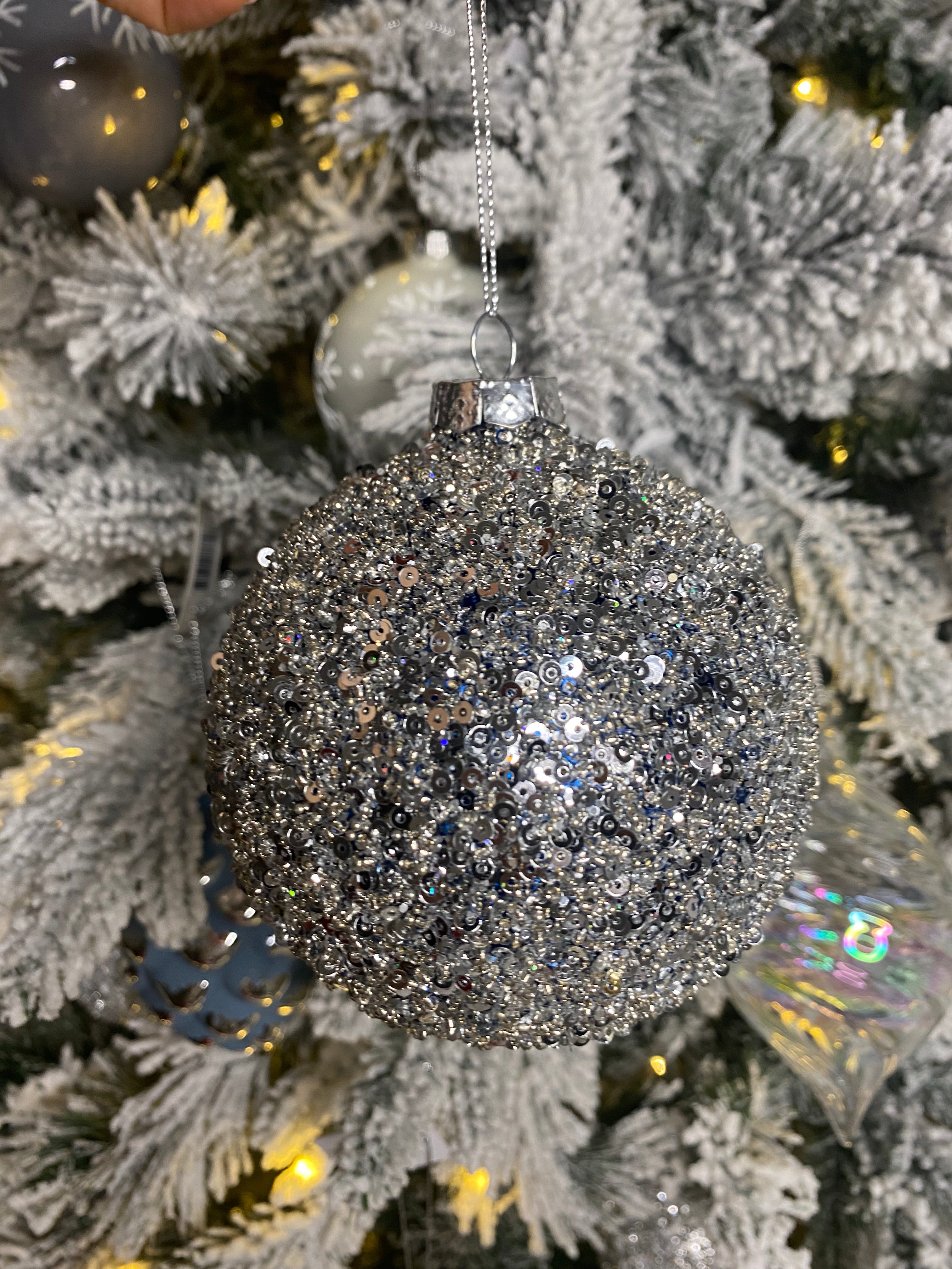 Silver Crystal Ball Hanging – Merry & Bright