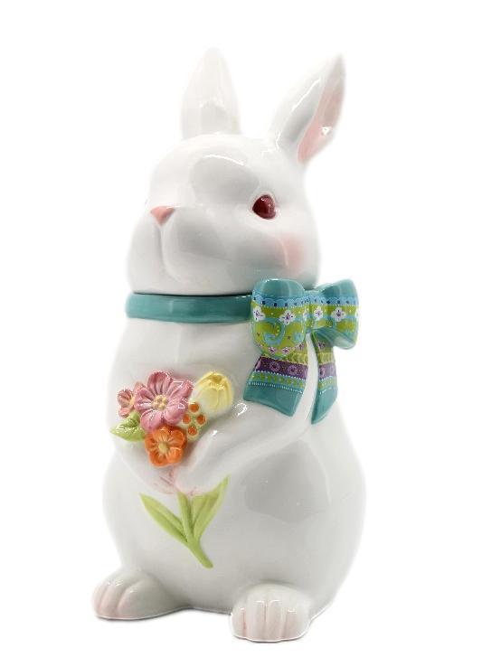 Cookie Jar Rabbit with Flowers – Merry & Bright